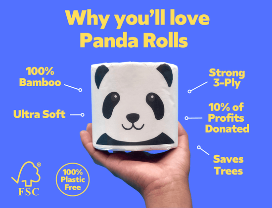 Bamboo Toilet Paper - 100% Tree-free + Plastic-free | Panda Rolls