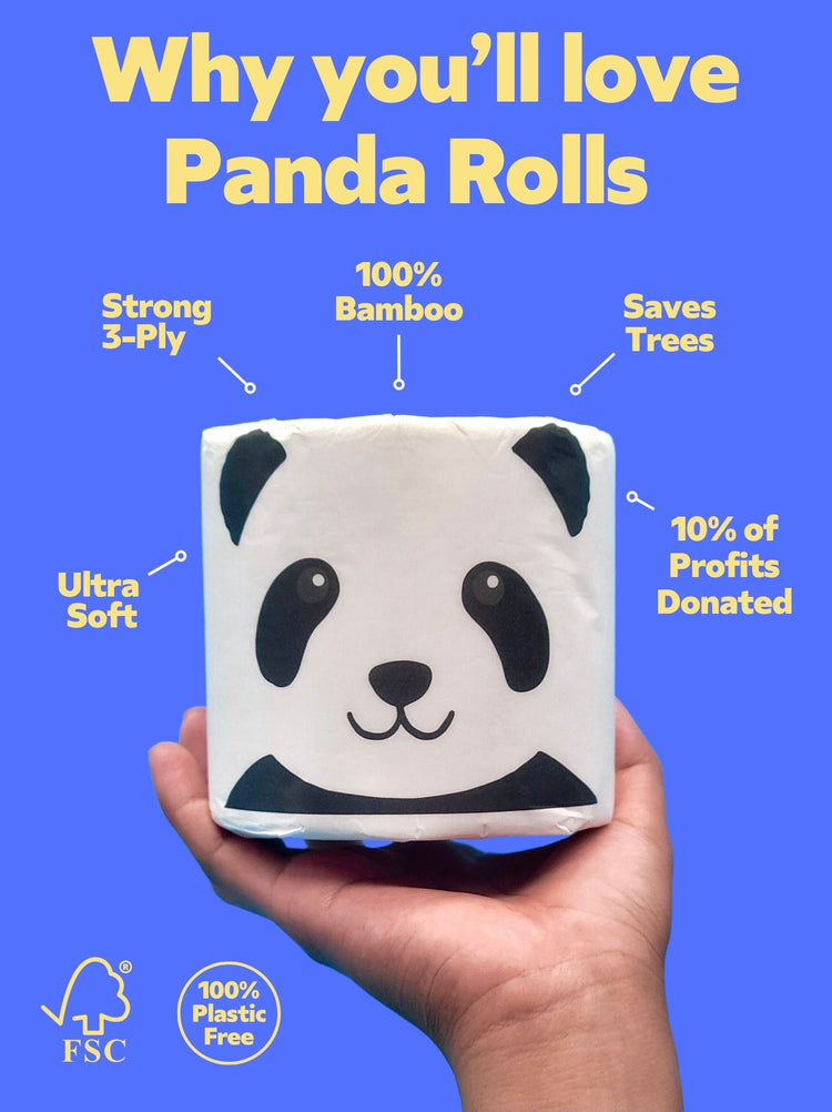 Bamboo Toilet Paper - 100% Tree-free + Plastic-free | Panda Rolls